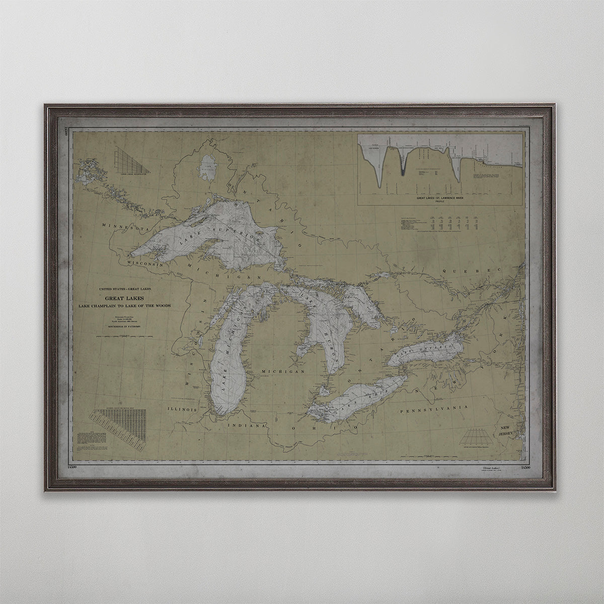 Shop Great Lakes Vintage Map, Great Lakes Wall Art, Great Lakes Home ...