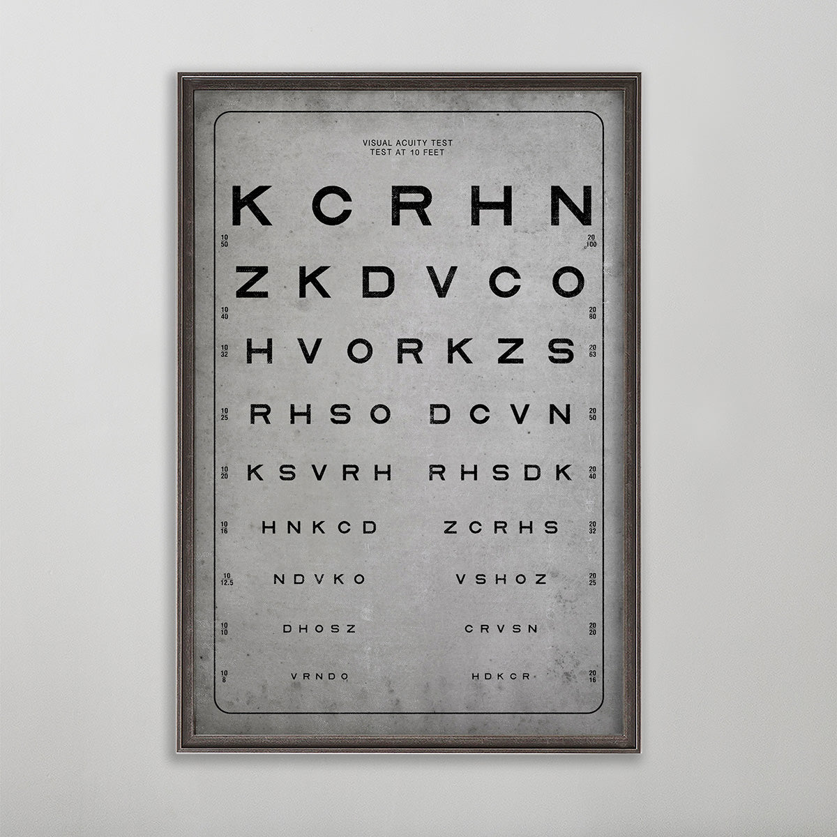 Sloan Vision Test Chart, Vintage Eye Chart Wall Art, Medical Decor ...
